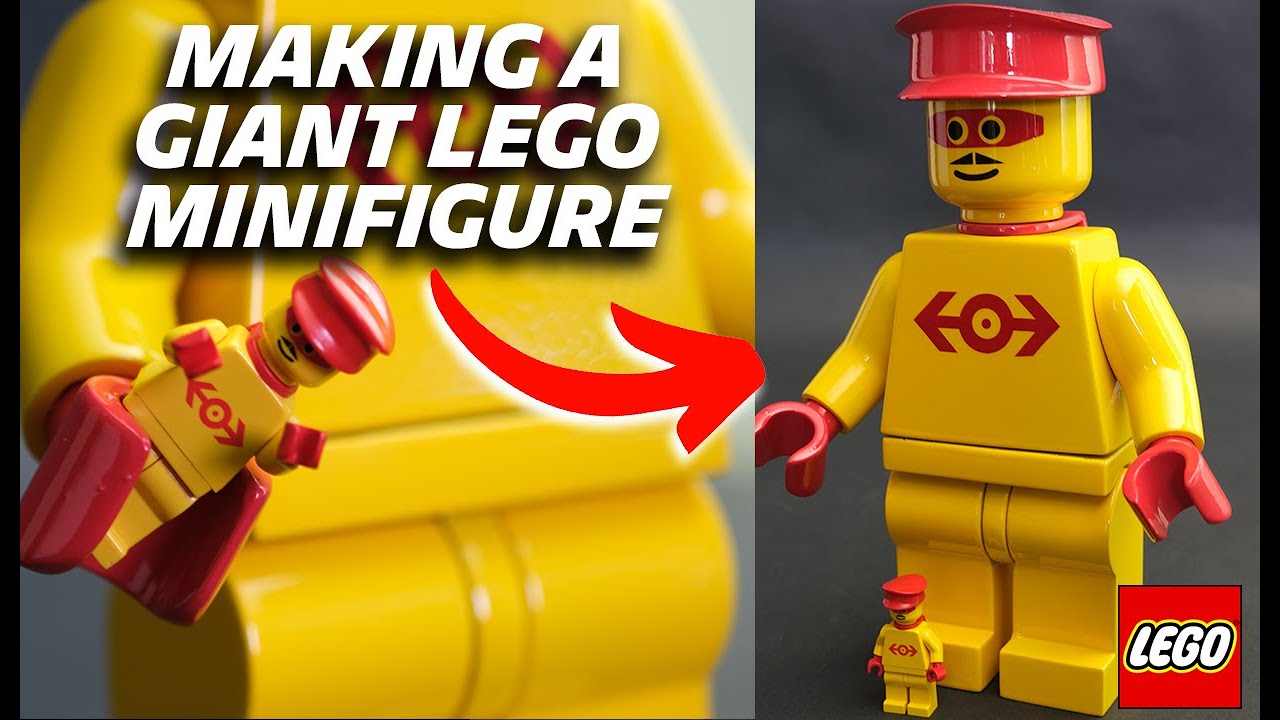 LEGO - Making A Giant Mini figure, Train Conductor - YouTube