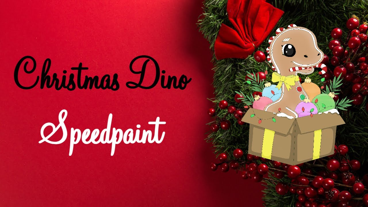Gingerbread Christmas Dino - Quick Speedpaint - YouTube