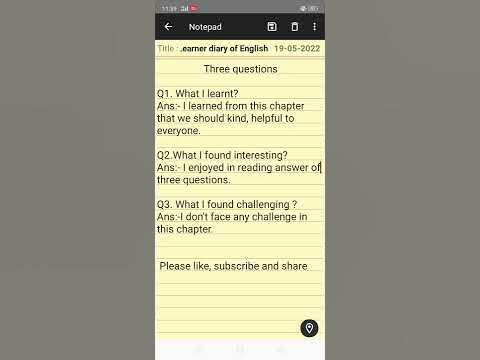 Class 7 learner diary English chapter 1(Three questions) - YouTube