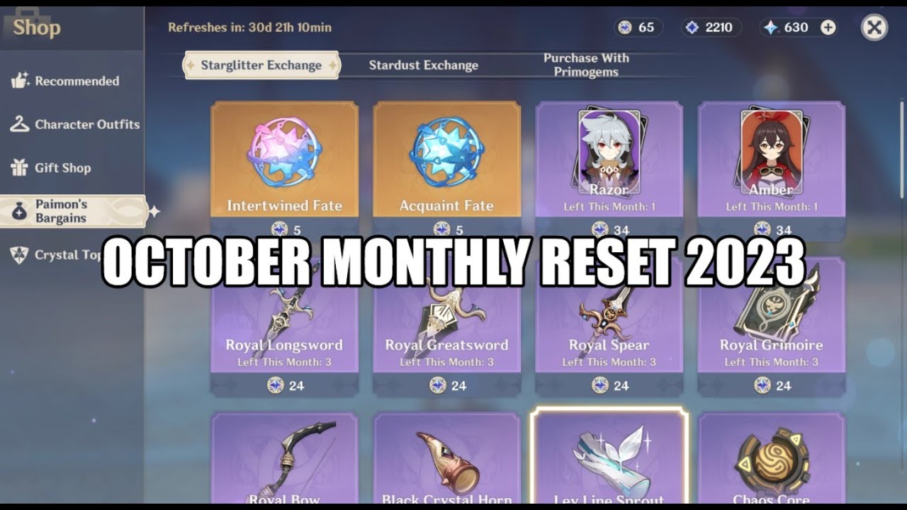 October monthly shop reset 2023 | Genshin Impact - YouTube