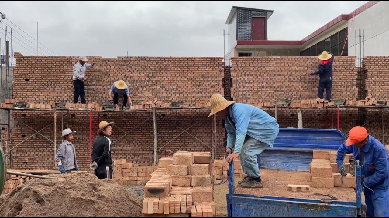 Rural The villagers worked hard together to build new house P02 ...