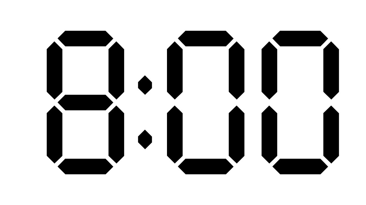 Digital Clock Countdown Timer - 8 minutes - YouTube