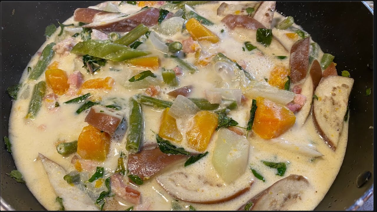 GINATAANG GULAY / VEGETABLES IN COCONUT MILK. - YouTube