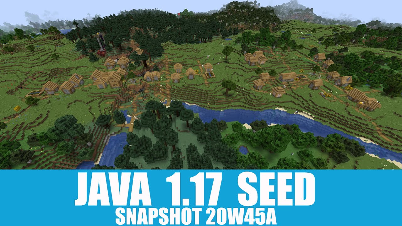 Minecraft Java 1.17 Seed: Double village at spawn with 33 tightly packed houses and big portal ...