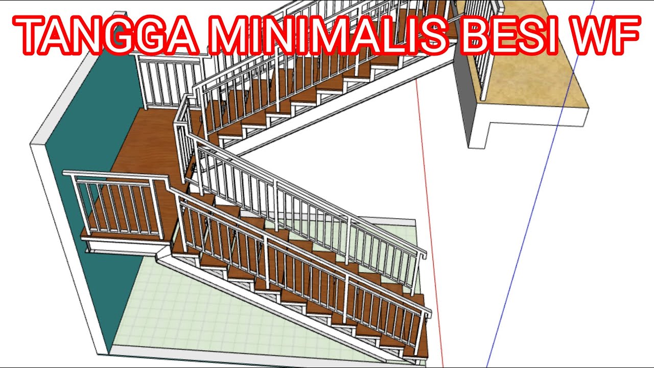 Tangga minimalis besi wf, anak tangga lapis kayu - YouTube