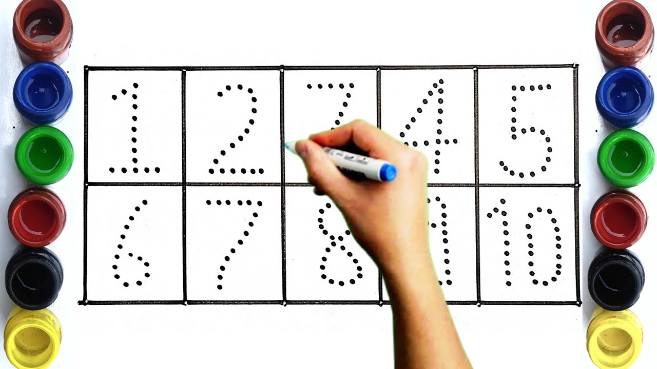 Toodlers number drawing, one two three drawing, counting 1 to 10 ...