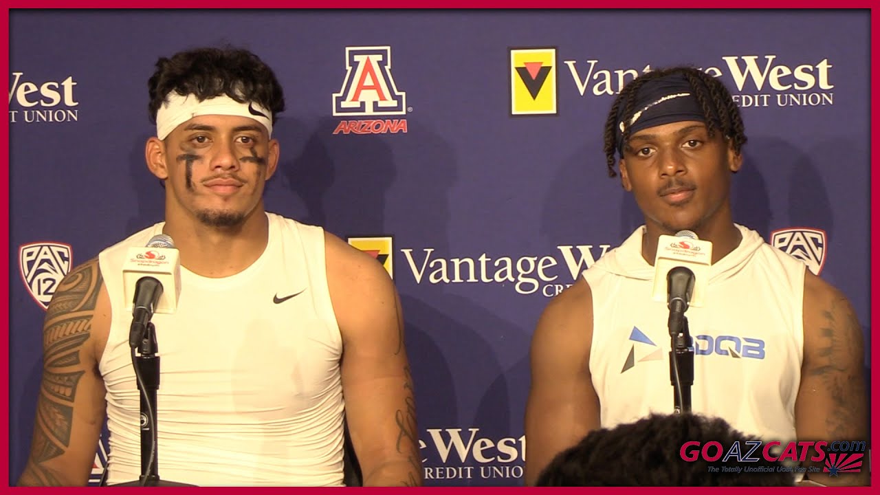 Arizona QB Jayden de Laura & WR Jacob Cowing talk after Week 1 win over ...