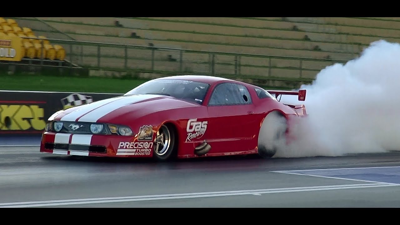 GAS RACING TWIN TURBO V8 MUSTANG 6.11 @ 246 MPH 16.5.2014 - YouTube