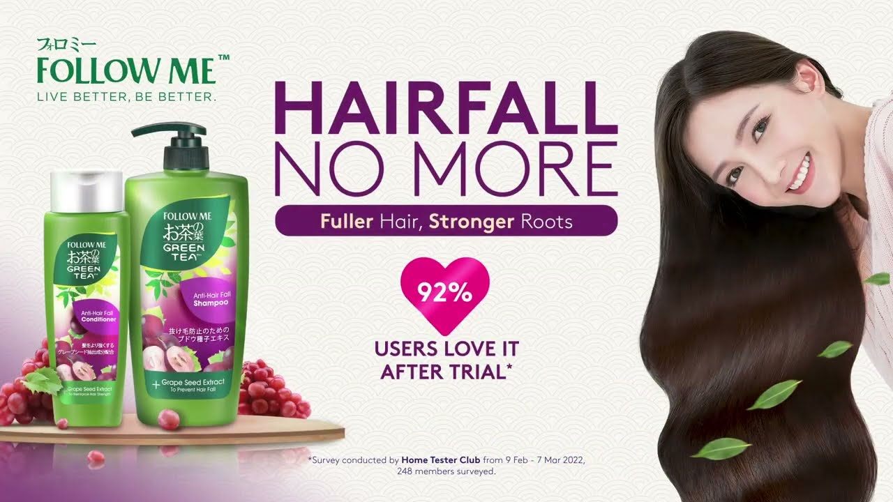 Follow Me Green Tea Anti-Hair Fall Shampoo & Conditioner - YouTube