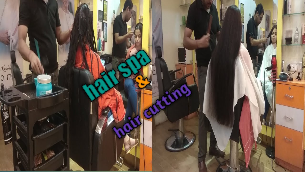 hair spa and hair cutting part 1 - YouTube
