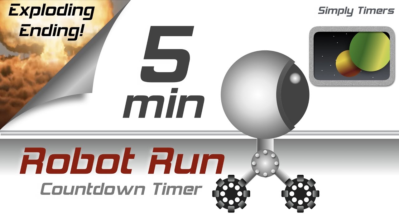 5 min racing robot countdown timer with exploding ending - YouTube