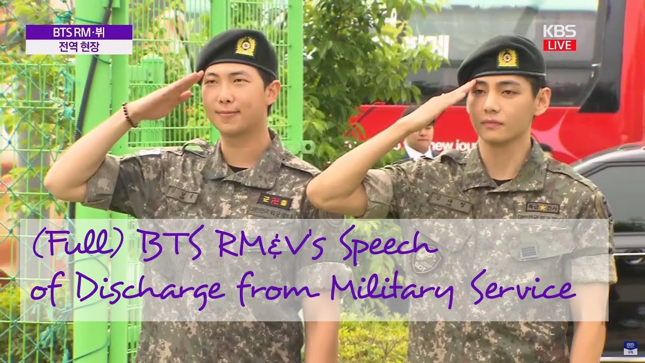(Full) BTS RM&V Speech of Discharge from Military Service - YouTube
