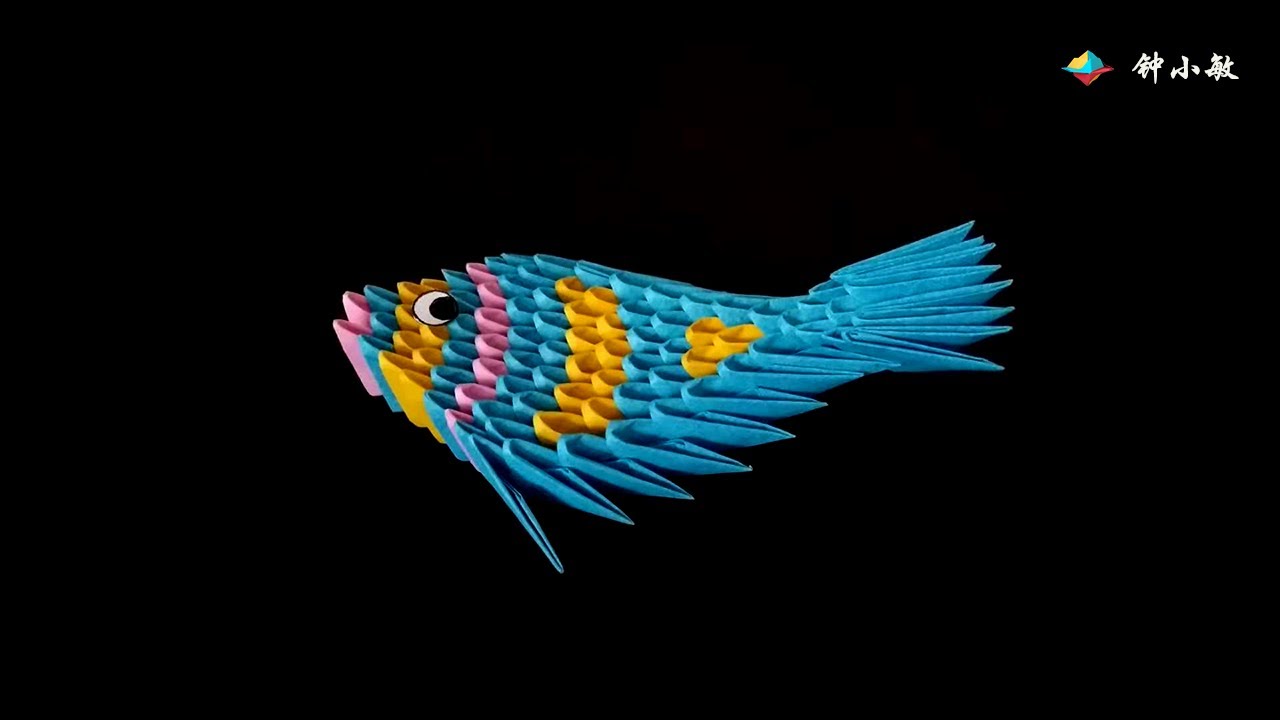 3d fish | 3d origami fish tutorial | paper craft | 3d彩虹魚，三角插摺紙教程 - YouTube