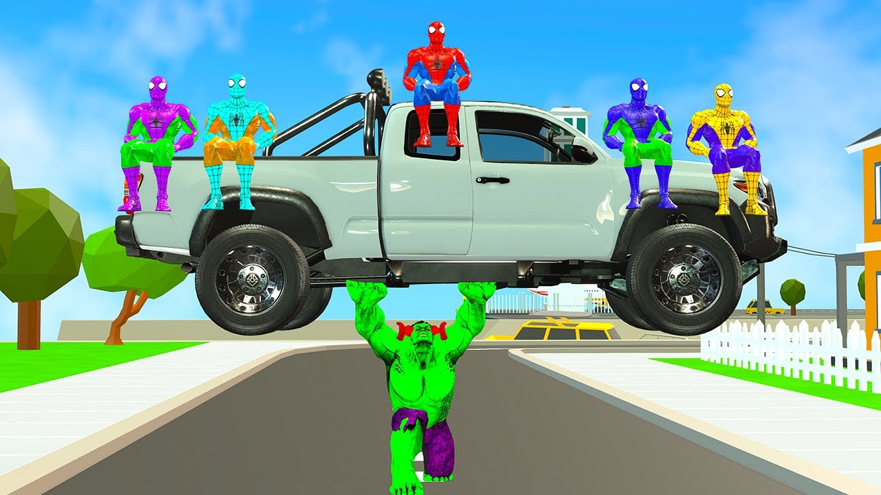 POWER Team spider man vs bad guy monster Hulk Spider Man rescue Shark ...