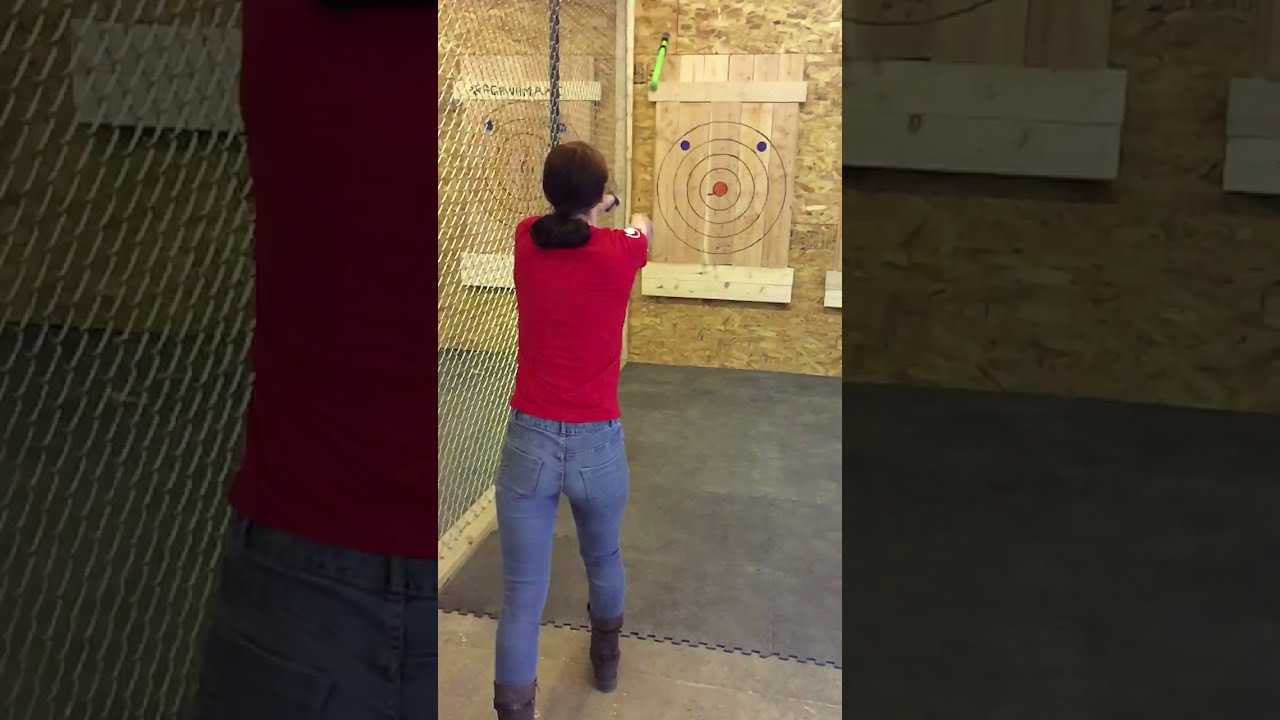 Axe throwing - two-handed throw - YouTube