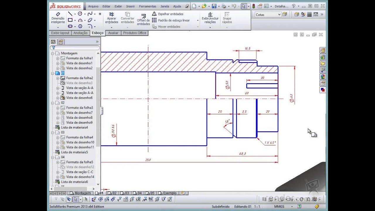 SolidWorks 2013 - Detalhamento Avançado no Padrão ABNT - Aula 2 - YouTube