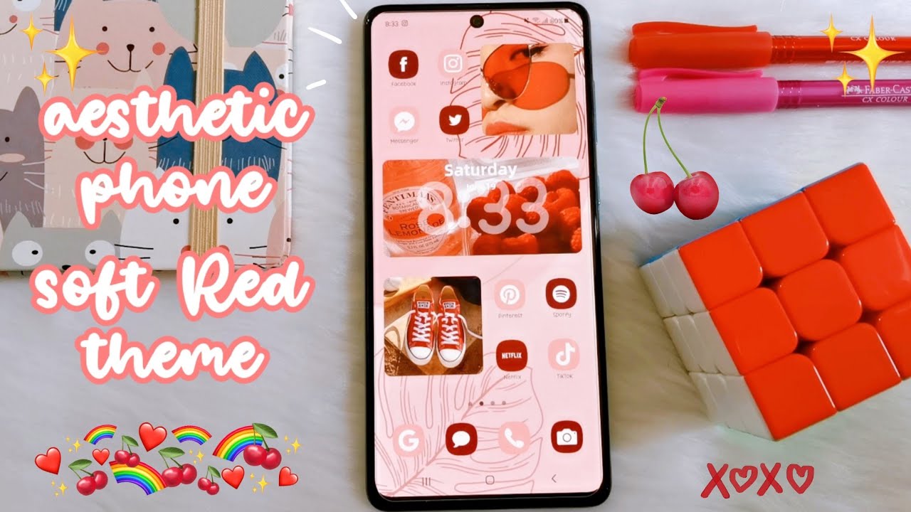 how to make your phone aesthetic ️ RED theme 🌹 - YouTube
