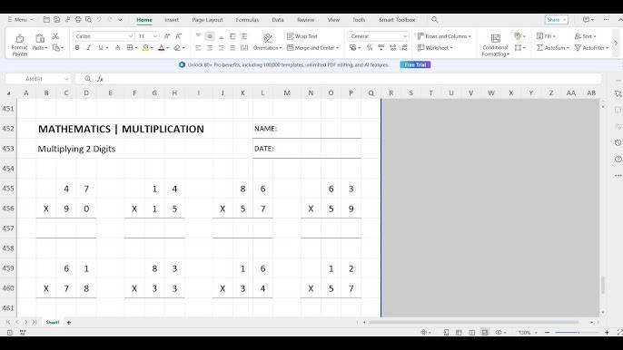 Create Multiplication Worksheets In Excel