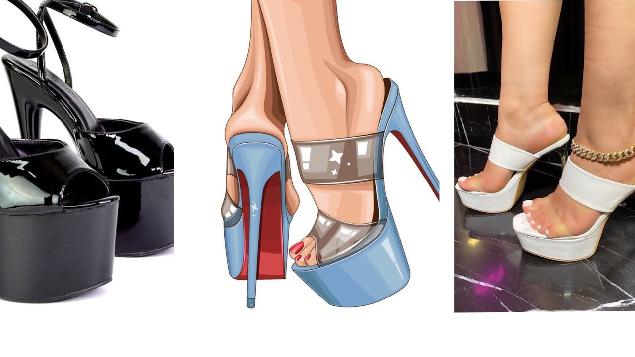 Top Black Pu Leather High Heel Sandals / Open Toe,Chains Stiletto Large ...