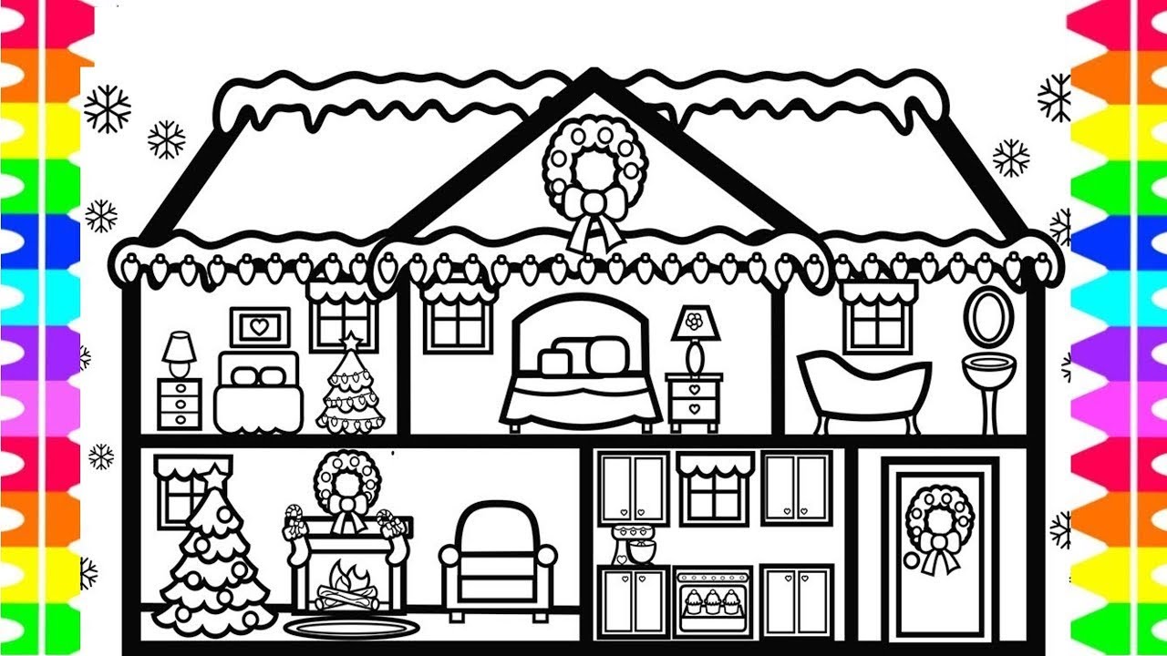 Miniature Doll House drawing, Coloring for kids and Toddlers, Let's ...