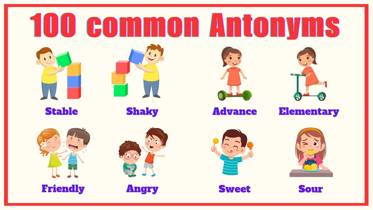 100 Common ANTONYMS In English | Learn English Common Words Opposites ...