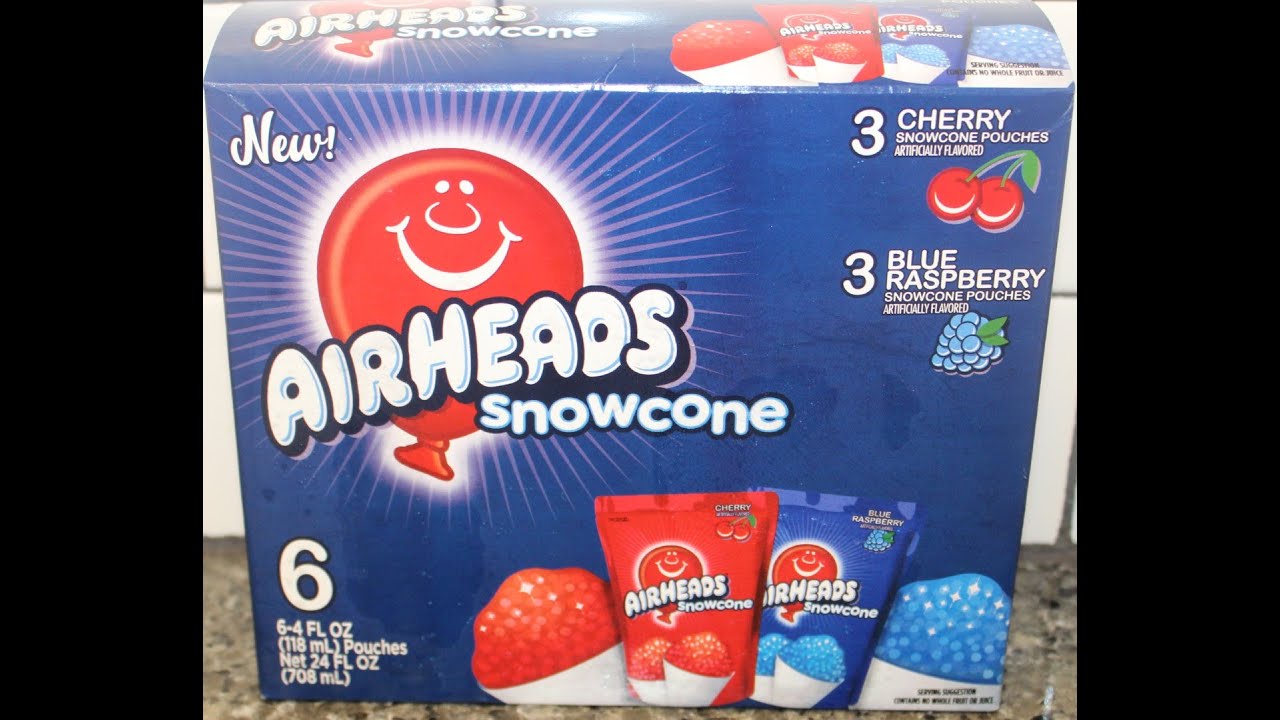 Airheads Snowcone: Cherry & Blue Raspberry Review - YouTube