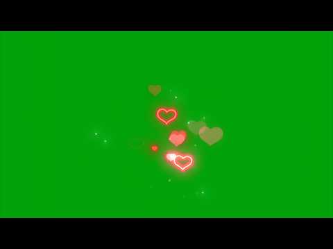 Neon heart animation green screen | Romantic love background