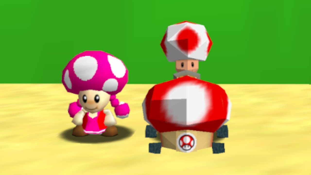 Toad with a Kart and Toadette in Super Mario 64 (2 Players) - Full Game ...