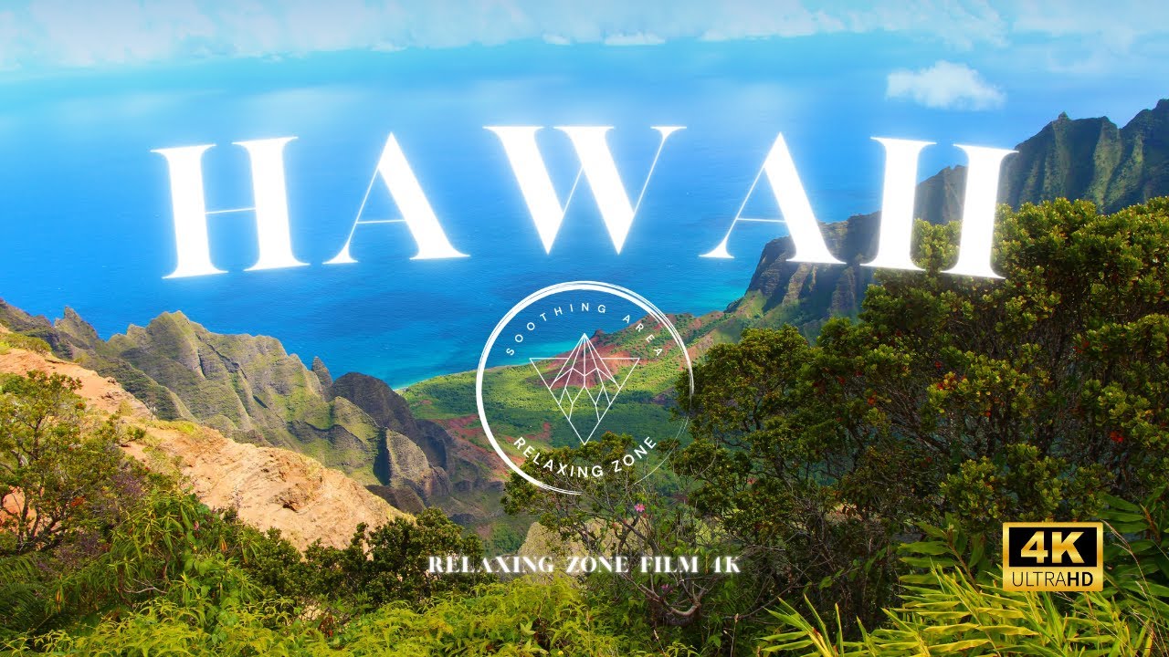 FLYING OVER HAWAII (4K UHD) - Relaxing Music Along With Beautiful ...