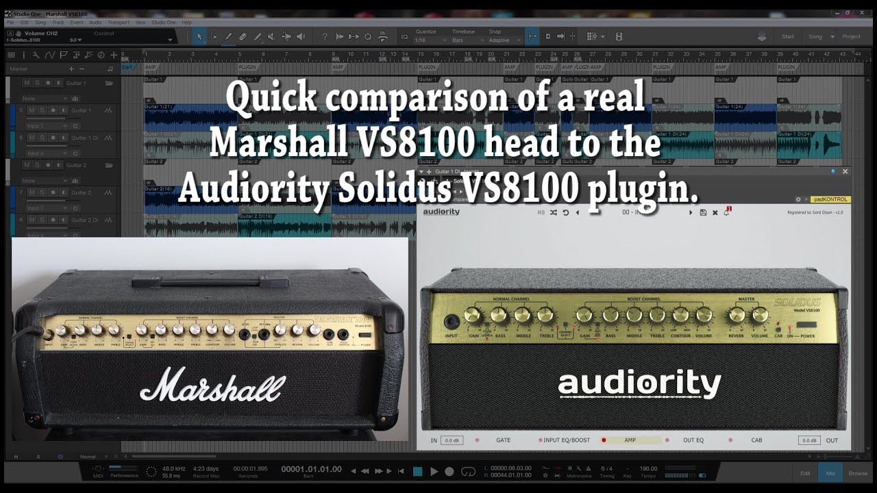 Marshall VS8100 vs Audiority Solidus VS8100 plugin - YouTube