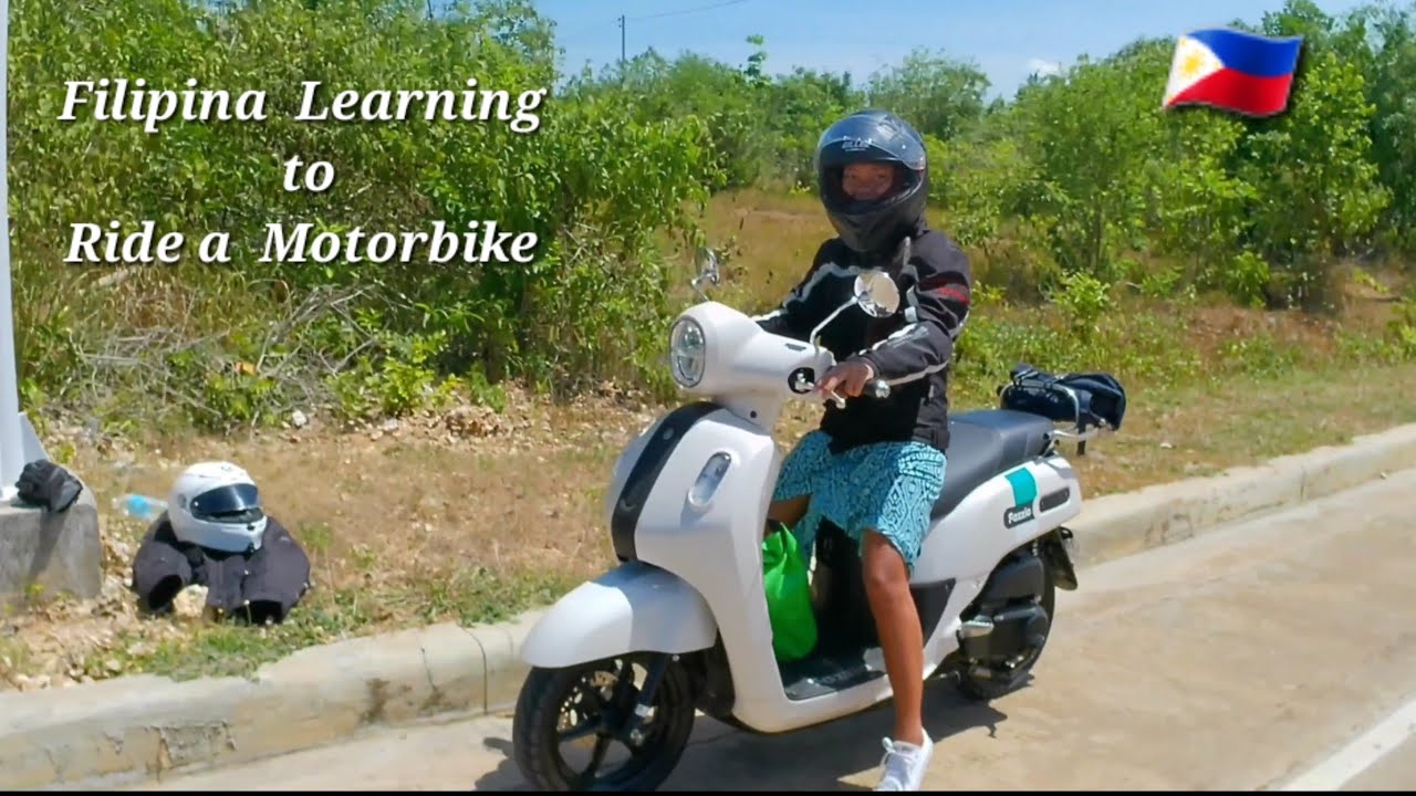 Filipina learning to ride a motorbike 🏍 - YouTube
