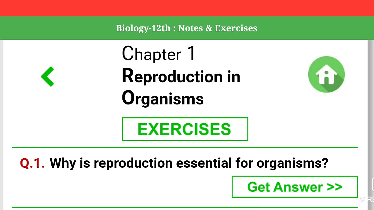 Class 12th ncert bio lesson 1 reproduction in organisms Exercise ...