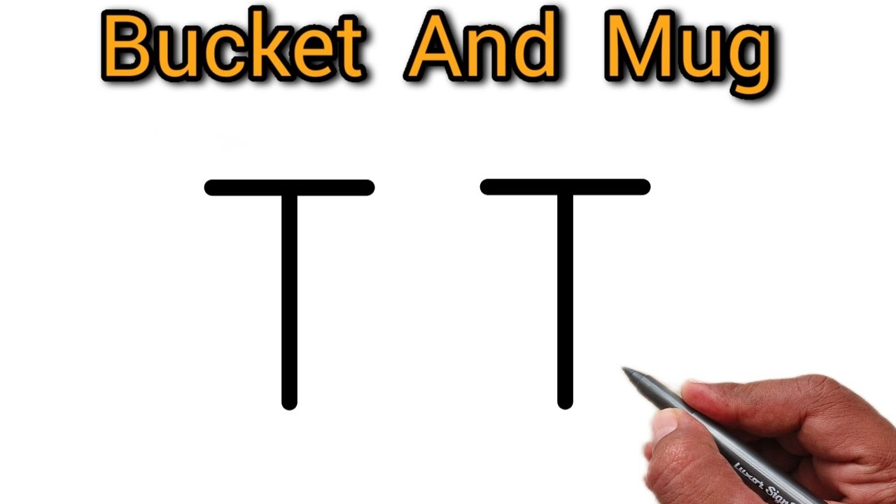 How to draw Bucket 🪣 And Mug From letter T | Easy Bucket Drawing For ...