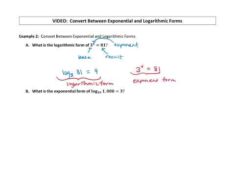 A Conversion Between Exponential And Logarithmic Forms