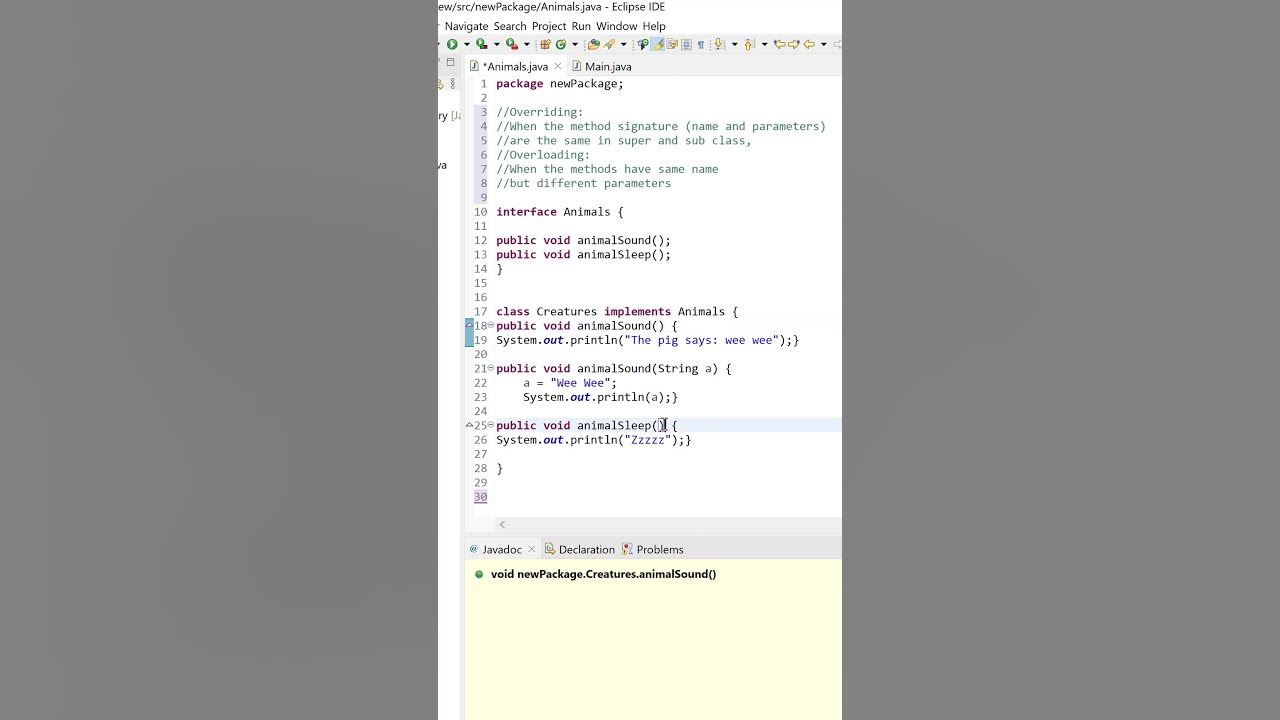 method overloading and method overriding in java #shorts #youtubeshorts #coding - YouTube