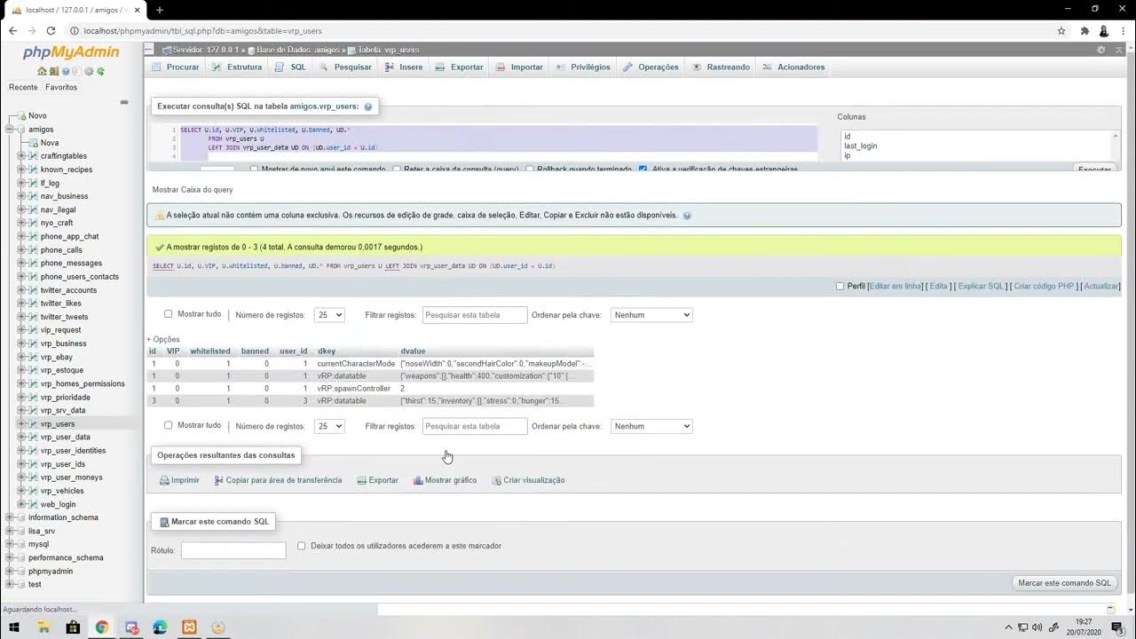 FIVEM LUA Aula 8 MYSQL SELECT LEFT JOIN INNER JOIN#MASQUEICO COMMUNITY ...