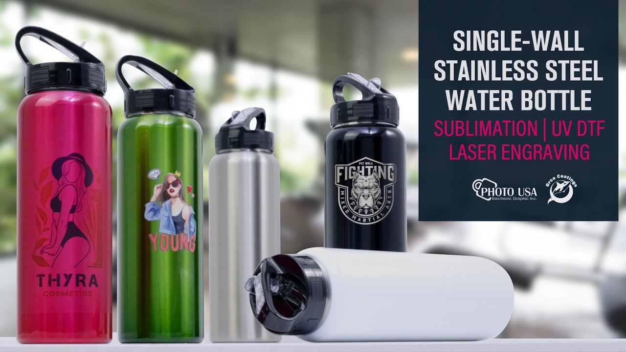 Custom Single-Wall Stainless Steel Water Bottle | Sublimation | UV DTF ...