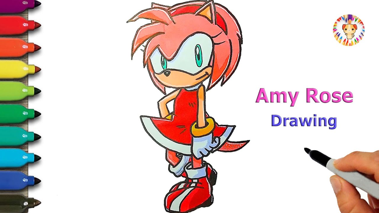 How to draw Amy Rose 🧡 Amy Rose drawing easy step by step | Sonic the ...