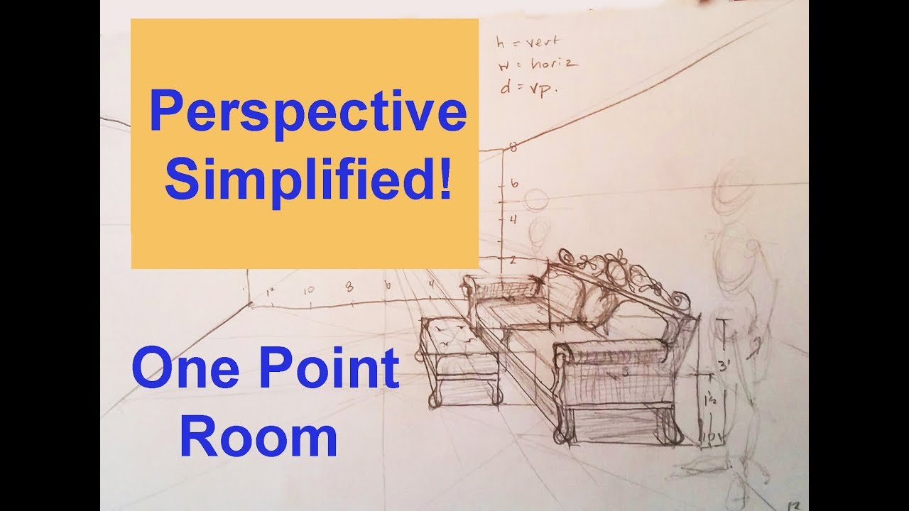 Perspective for Interior Design - One Point Setup & Sofa - YouTube