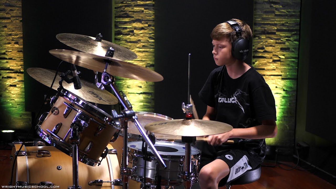 Wright Music School - Robbie Elger - Blur - Song 2 - Drum Cover - YouTube