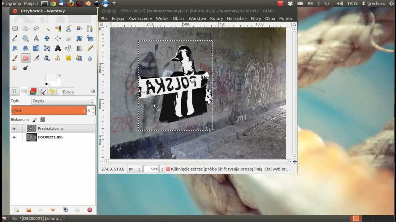 GIMP 2.8 Tutorial - Stencil graffiti - Banksy style graffiti [PL] - YouTube