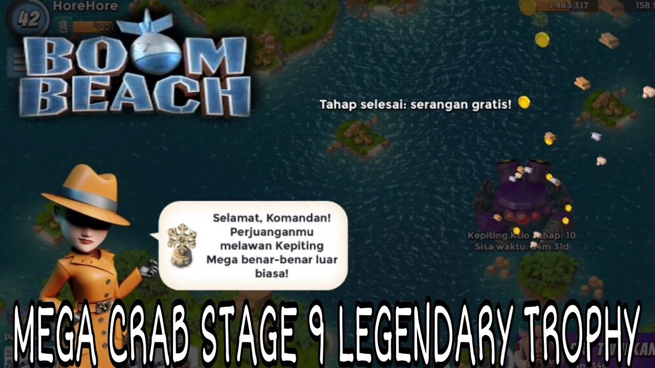 MEGA CRAB STAGE 9 LEGENDARY TROPHY Boom Beach Indonesia - YouTube