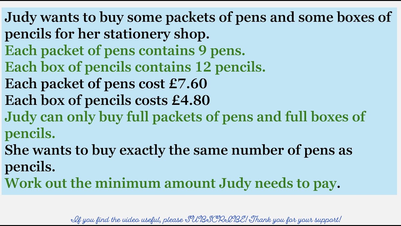 Lowest Common Multiple (LCM) | Money | GCSE | IGCSE | Higher Maths ...