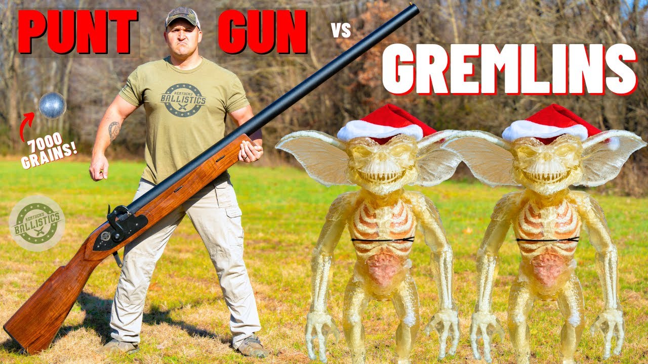Punt Gun vs GREMLINS (The Biggest Shotgun EVER !!!) - YouTube
