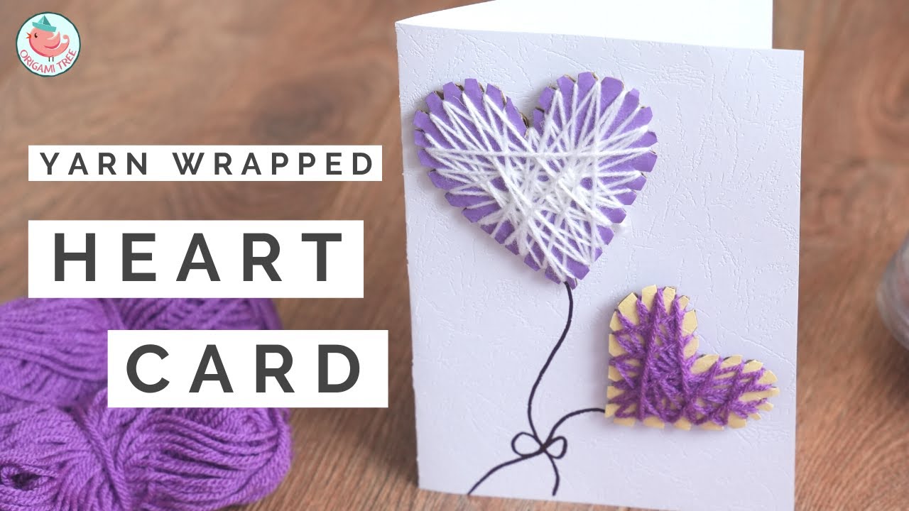 💕 DIY Valentine's Day Card | 🧶 Yarn Wrapped Heart Card - YouTube