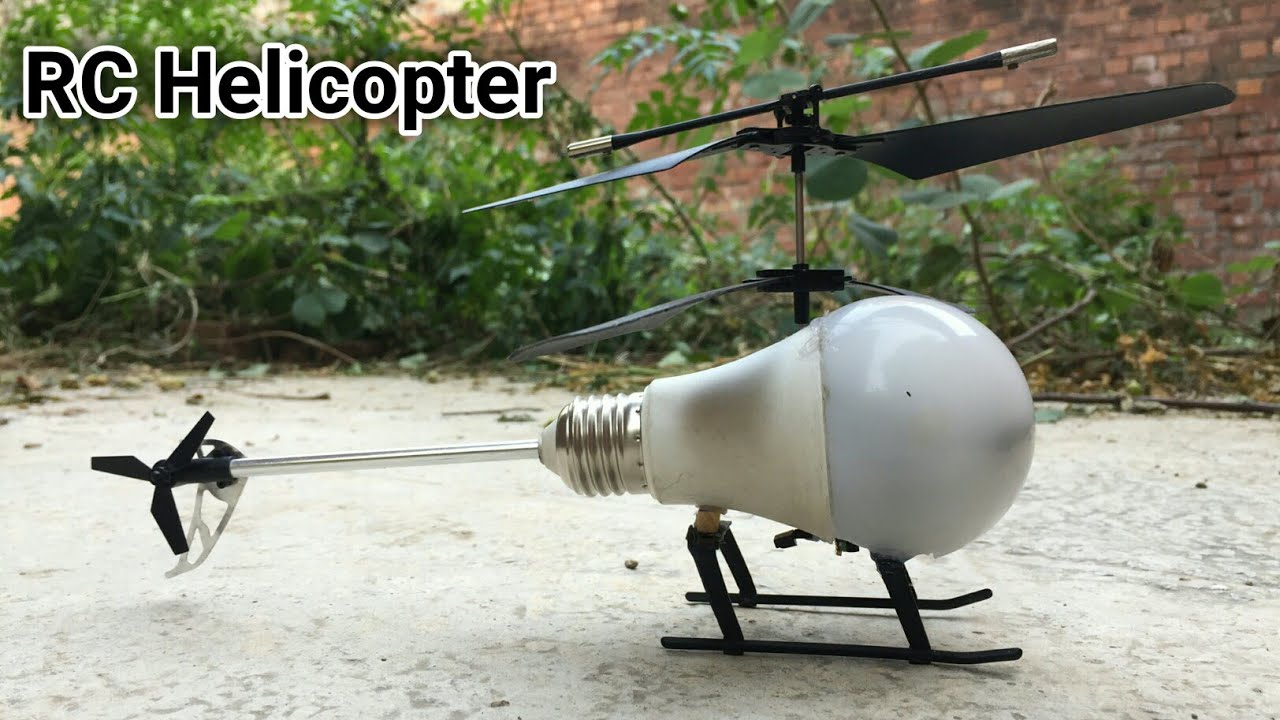 How to make RC helicopter | Homemade RC Helicopter using LED bulb ...