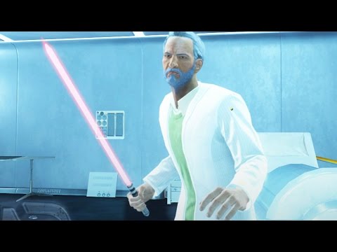 Fallout 4 - Father vs Elder Maxson - Fight With Lightsabers - YouTube