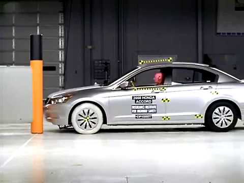 2008 Honda Accord IIHS Frontal Pole Crash Test - YouTube