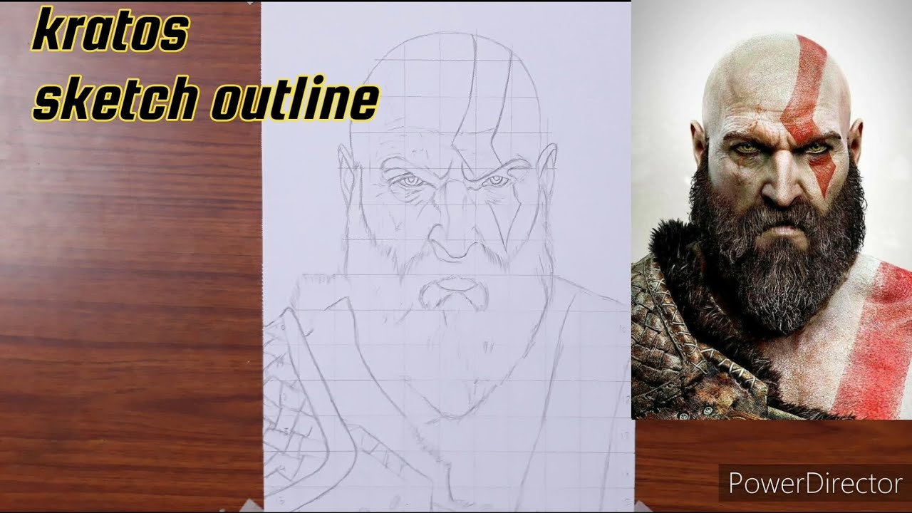Kratos sketch outline tutorial / pencil sketch tobe_artist1203 - YouTube