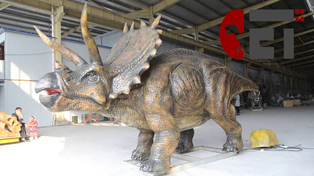 CET-A Animatronic dinosaur model triceratops for park - YouTube